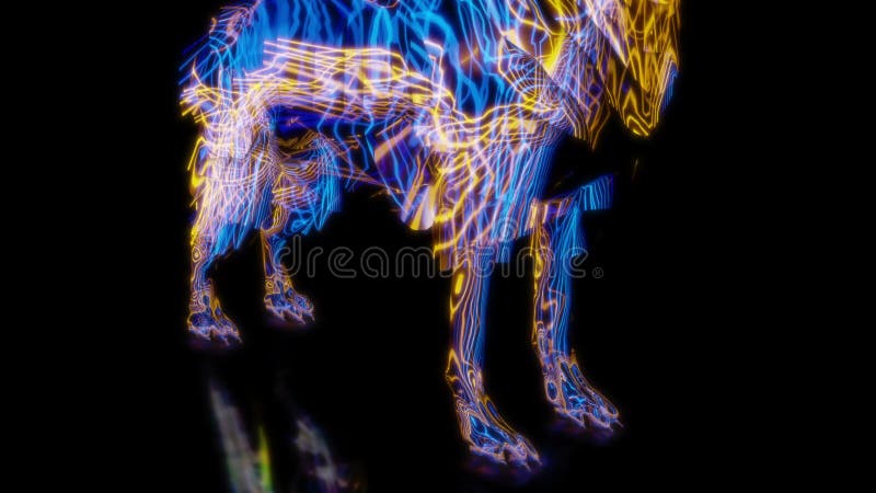 Rendering 3D Animation, VISUAL EFFECTS Wolf Model on a Black Background ...