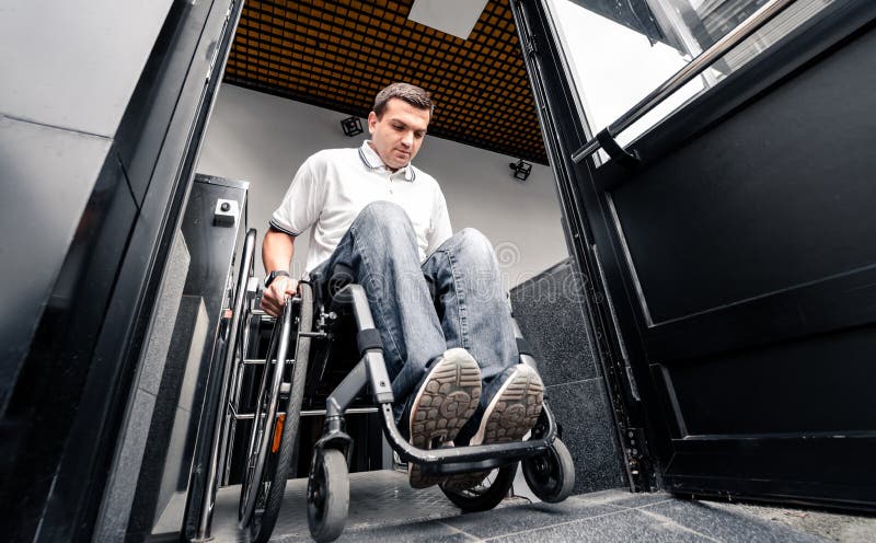 The Special Elevator for the Person with a Physical Disabilities Stock ...