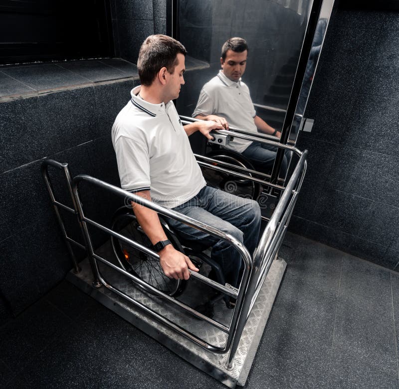 The Special Elevator for the Person with a Physical Disabilities Stock ...