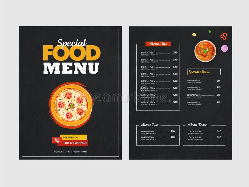 Special Food Menu Card Template in Front and Back Stock Illustration ...