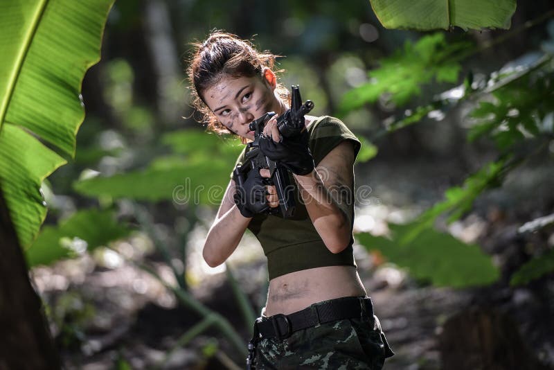 Special Force with the Gun in the Jungle Stock Photo - Image of battle ...