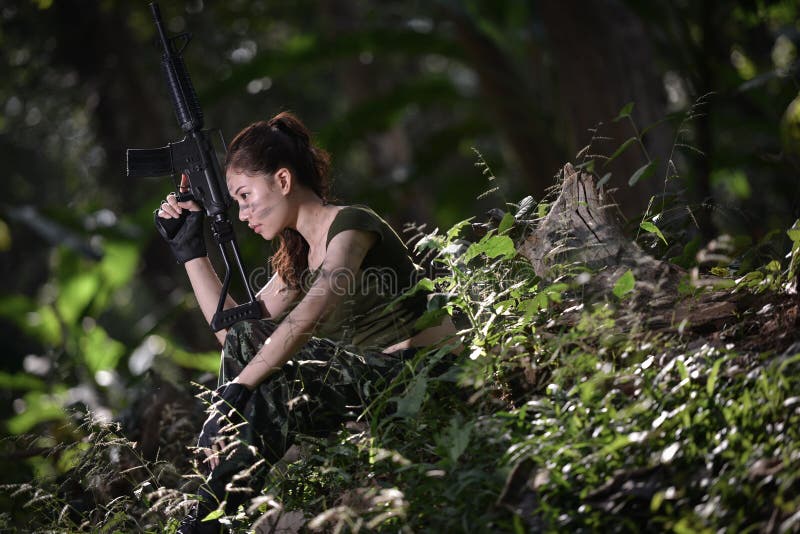 Special Force with the Gun in the Jungle Stock Photo - Image of patrol ...
