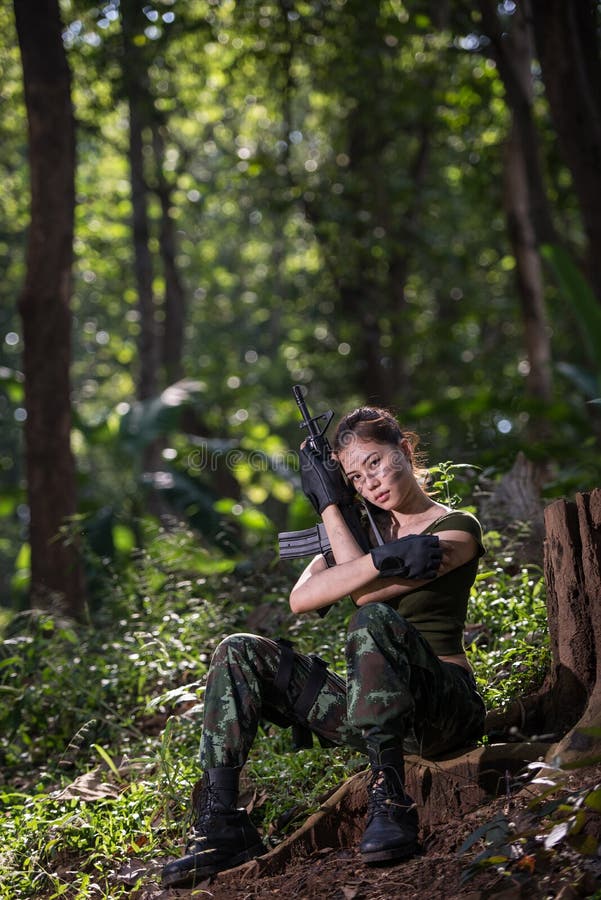 Special Force with the Gun in the Jungle Stock Image - Image of ...