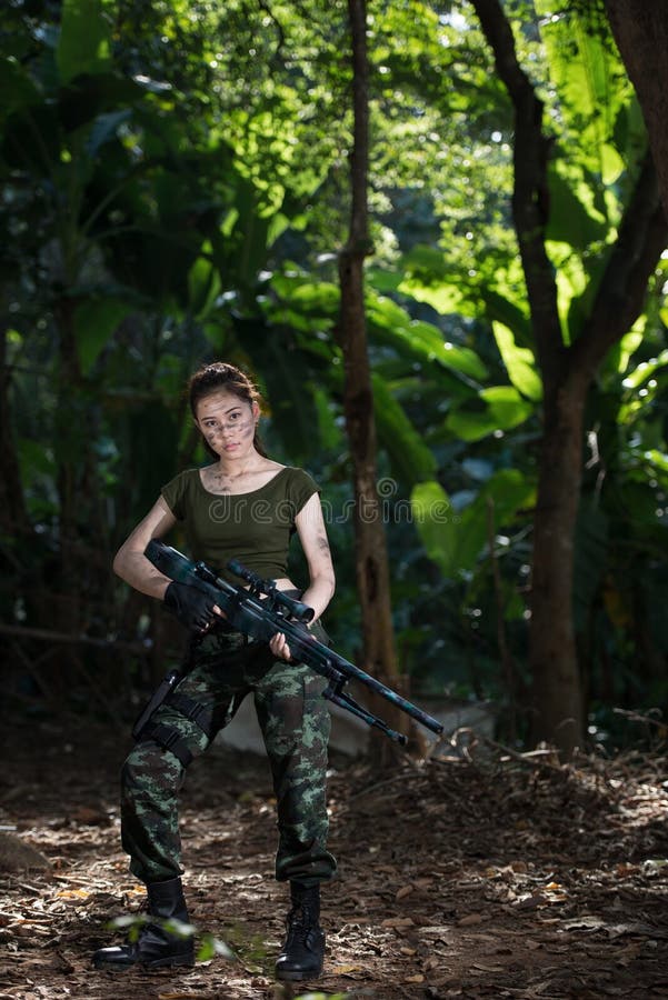 Special Force with the Gun in the Jungle Stock Image - Image of ...