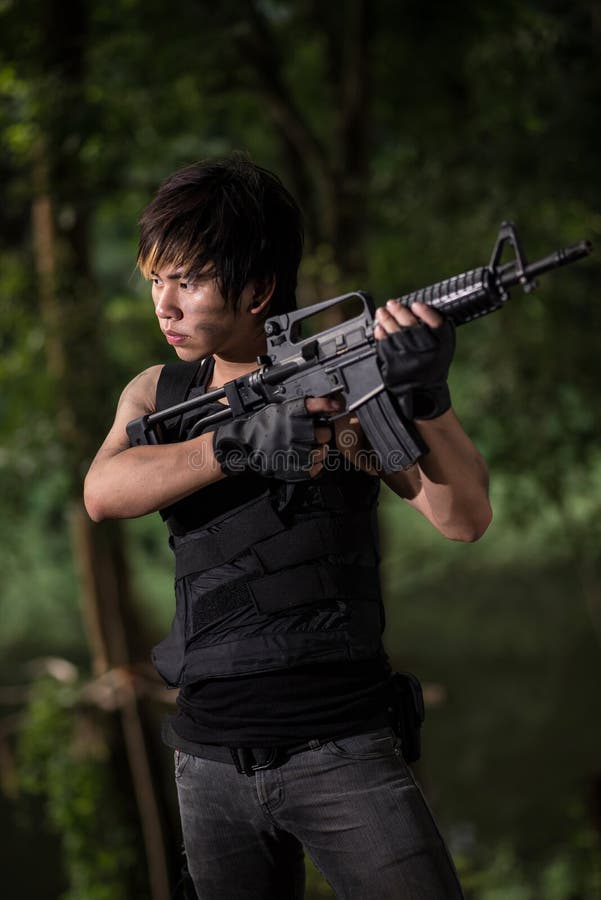 Jungle Soldier stock photo. Image of battlefield, airsoft - 59000294