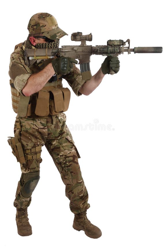 Special Force Operator with Carbine M4 Stock Image - Image of infantry ...