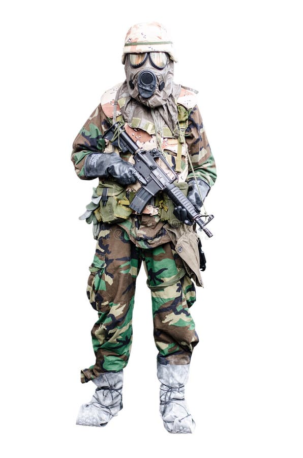 Special Force Soldier Wearing Gask Mask with Rifle Standing Stock Photo ...