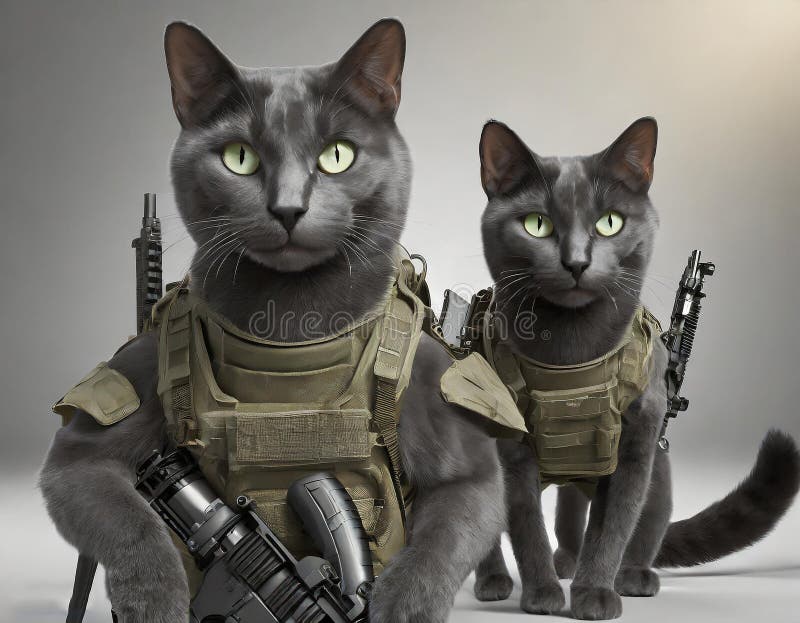 Special Forces Cats, 3d Render - Generated by Ai Stock Illustration ...