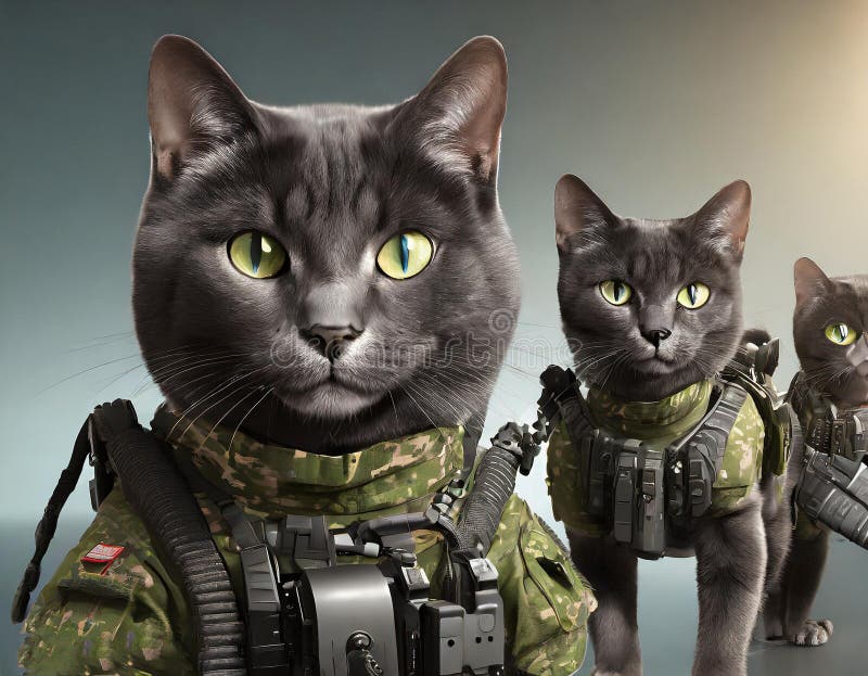 Special Forces Cats, 3d Render - Generated by Ai Stock Illustration ...