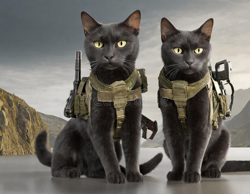 Special Forces Cats, 3d Render - Generated by Ai Stock Illustration ...
