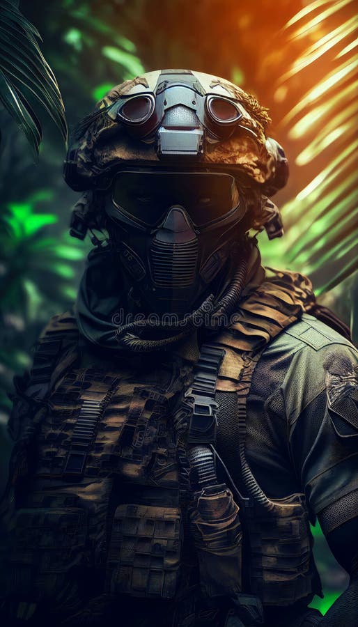 Special Forces Commando Soldiers Navigating Their Way through a Dense ...