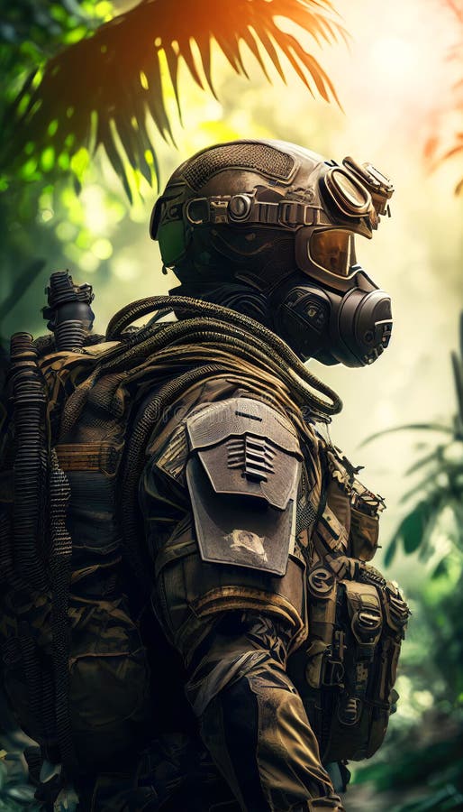 Special Forces Commando Soldiers Navigating Their Way through a Dense ...