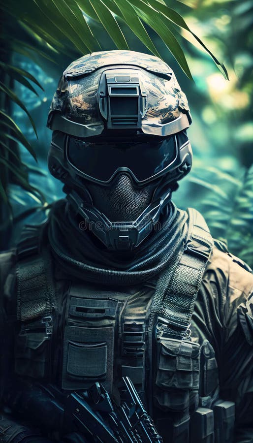 Special Forces Commando Soldiers Navigating Their Way through a Dense ...