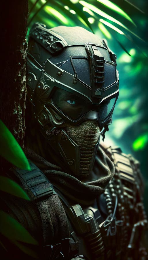 Special Forces Commando Soldiers Navigating Their Way through a Dense ...