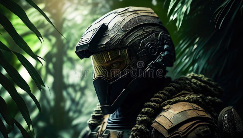 Special Forces Commando Soldiers Navigating Their Way through a Dense ...