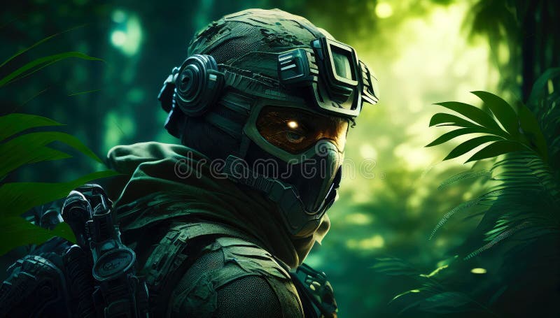 Special Forces Commando Soldiers Navigating Their Way through a Dense ...