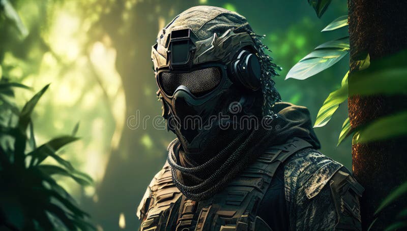 Special Forces Commando Soldiers Navigating Their Way through a Dense ...