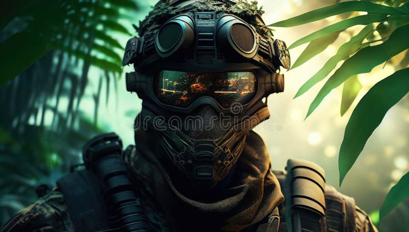 Special Forces Commando Soldiers Navigating Their Way through a Dense ...