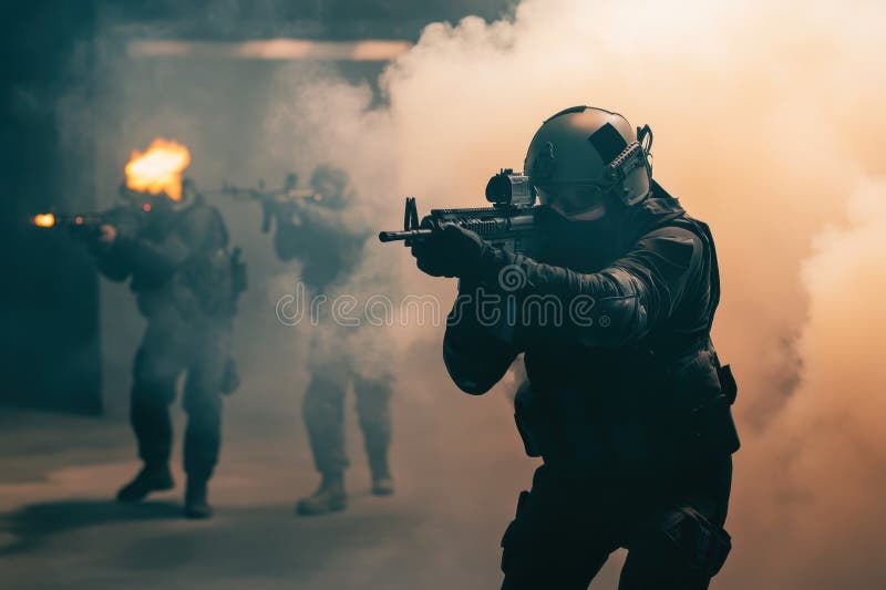 Special Forces Engage in Tactical Training Exercise in Smoke-filled ...