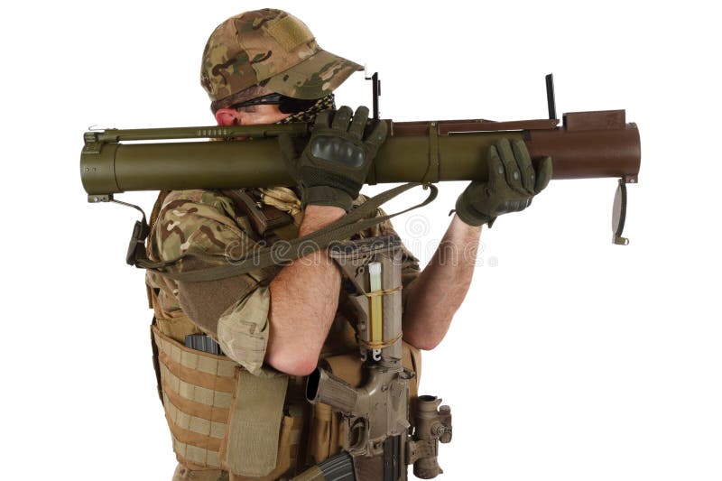 Special Forces Operator Fire RPG Rocket Launcher Stock Image - Image of ...