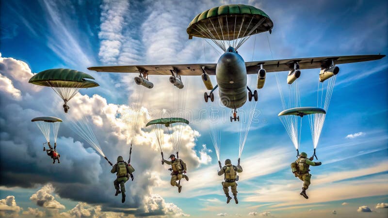 Special Forces Operators Conducting a Parachute Extraction from a Cargo ...