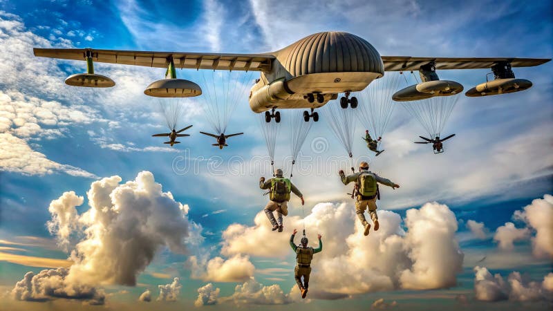 Special Forces Operators Conducting a Parachute Extraction from a Cargo ...