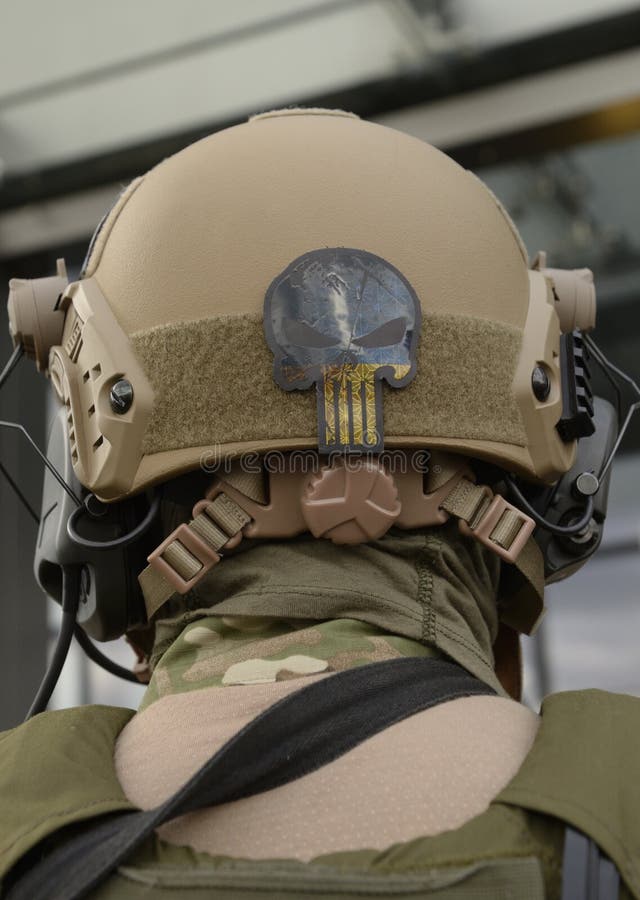 Special Forces Soldier S Helmet, Back View Stock Photo - Image of ...