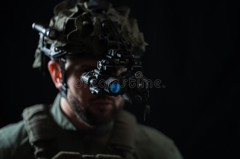 A Special Forces Soldier Using Night Vision Monocular and Thermal ...