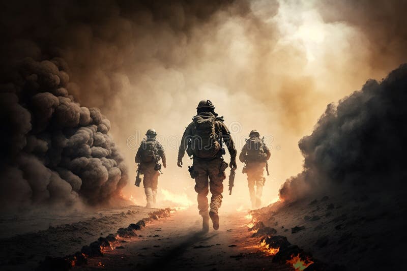 Special Forces Soldiers Navigate Warzone Destruction Amidst Fire and ...