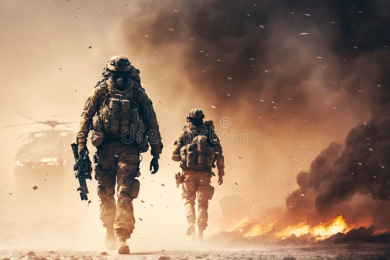 Special Forces Soldiers Navigate Warzone Destruction Amidst Fire and ...