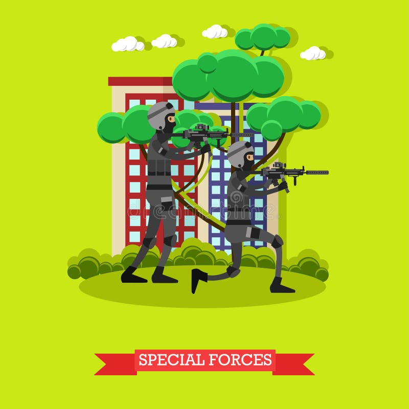Special Forces Vector Illustration in Flat Style Stock Vector ...