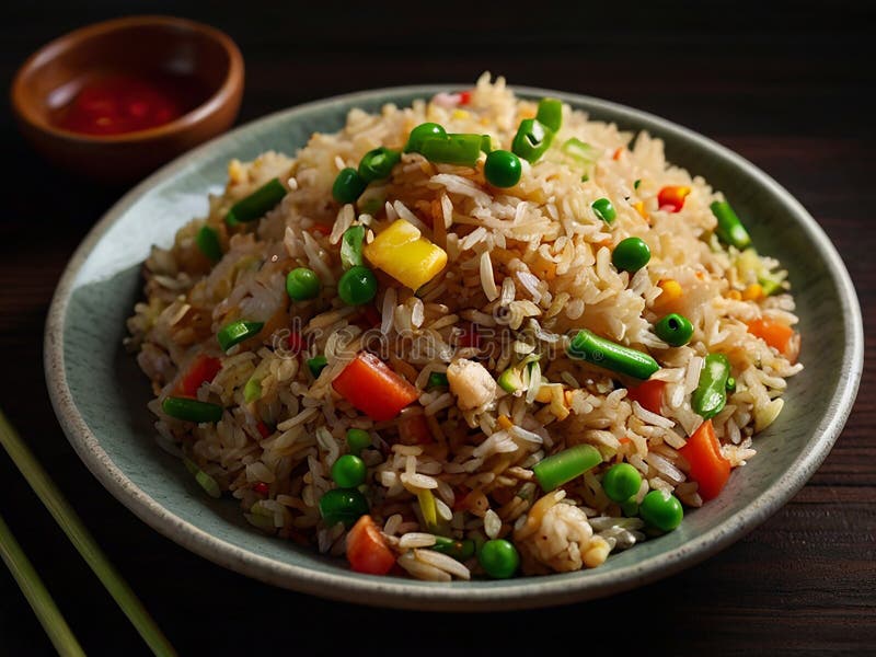 Special Fried Rice Dish in a Plate Stock Illustration - Illustration of ...