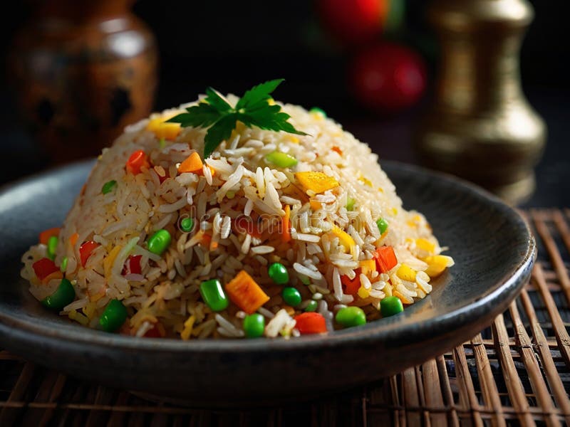 Special Fried Rice Dish in a Plate Stock Illustration - Illustration of ...