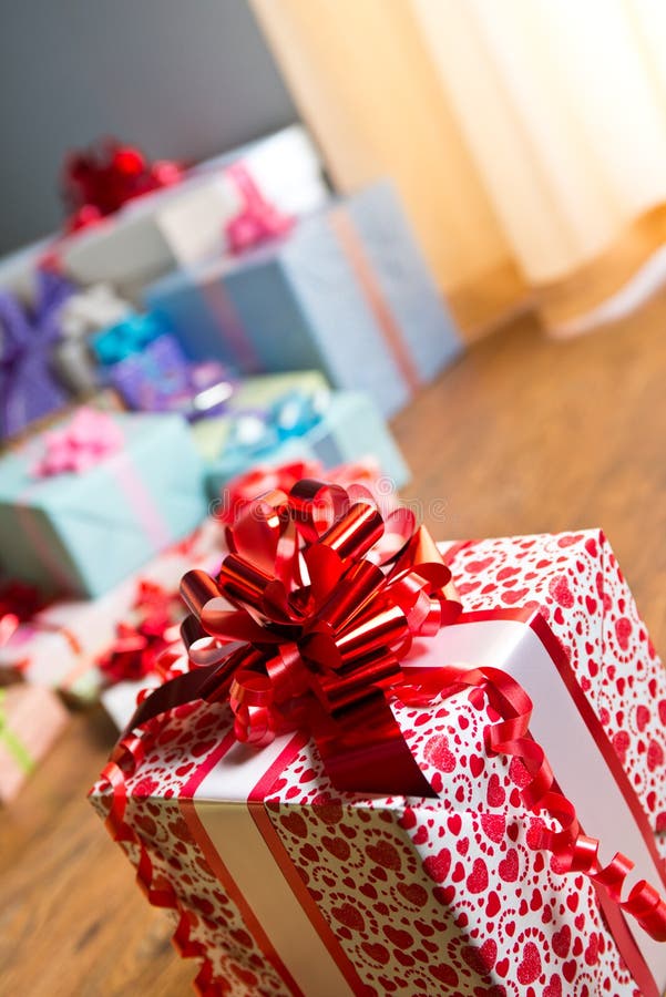 Beautifully Wrapped Gift Boxes Stock Photo - Image of plenty, variety ...