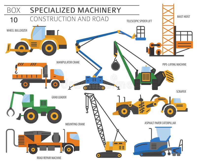 Special Industrial Construction and Road Machine Coloured Vector Icon ...