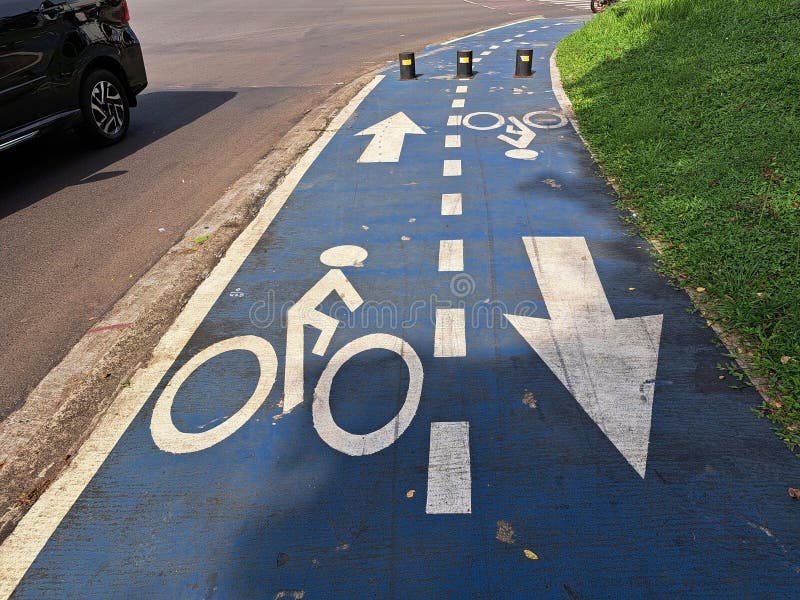 A Special Lane for Cyclists on the Side of a City Road Stock Image ...