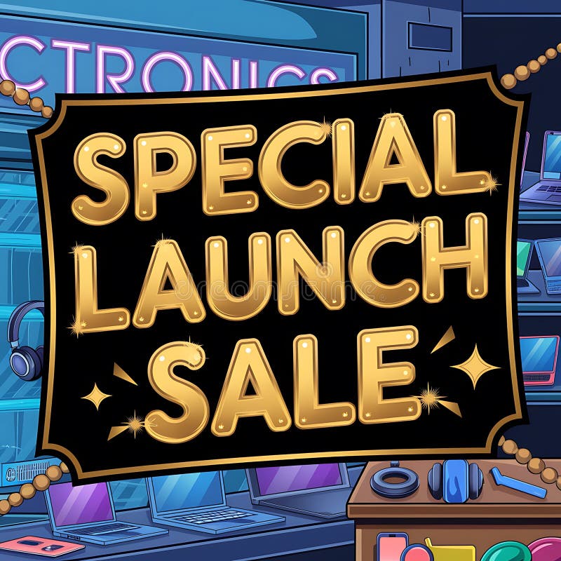 Special Launch Sale Announcement in Electronics Store Stock Photo ...