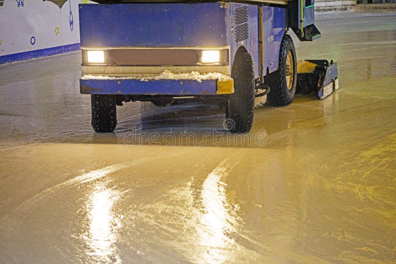 Special Machine on Figure Skating Rink Polishes Stock Photo - Image of ...