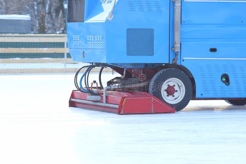 Special Machine Ice Harvester Cleans the Ice Rink Stock Photo - Image ...