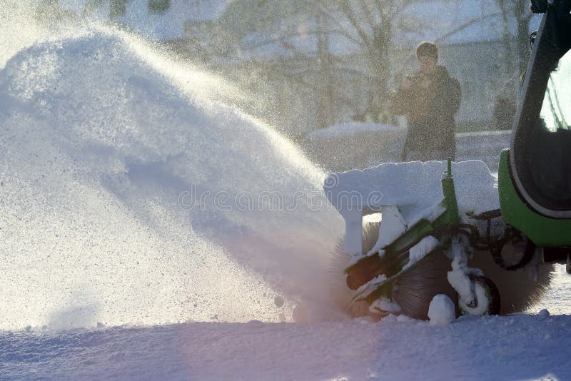 Special Machine for Snow Removal Cleans the Road Stock Image - Image of ...