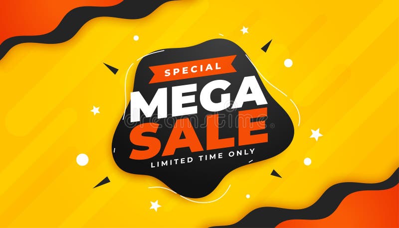 Special Mega Sale Yellow and Orange Banner Design Stock Vector ...