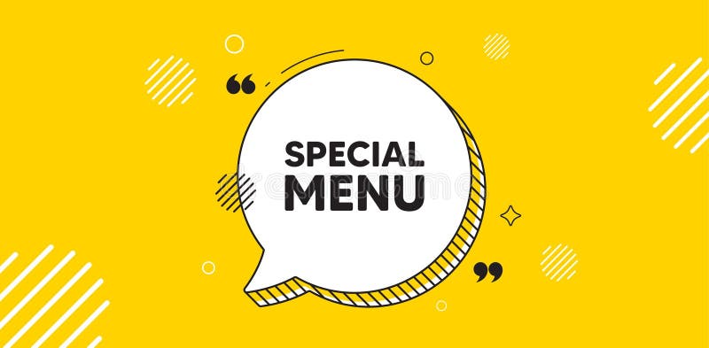 Special Menu Tag. Kitchen Food Offer. Chat Speech Bubble Banner. Vector ...