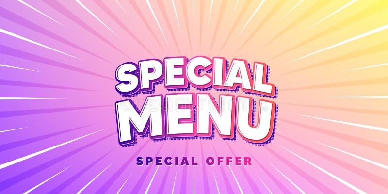 Special Menu Tag. Kitchen Food Offer. Offer Sun Rays Banner. Vector ...