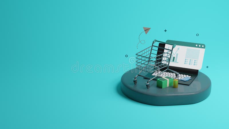Special Offer Banner Design with 3d Rendering Shopping Cart Stock ...