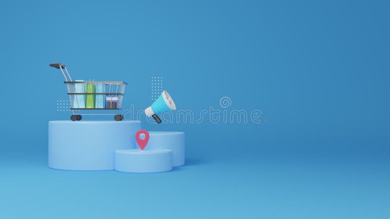 Special Offer Banner Design with 3d Rendering Shopping Cart Stock ...