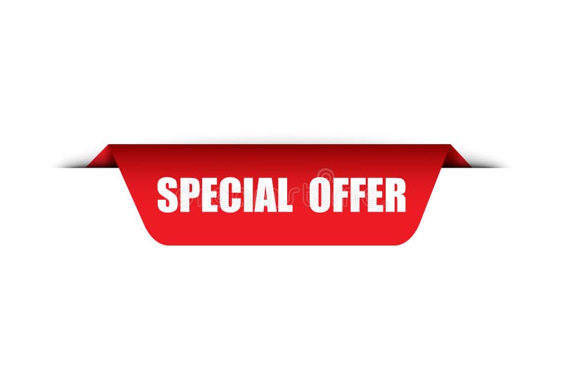 Special Offer Banner. Red Folded Ribbon. Bold White Text. Simple Vector ...