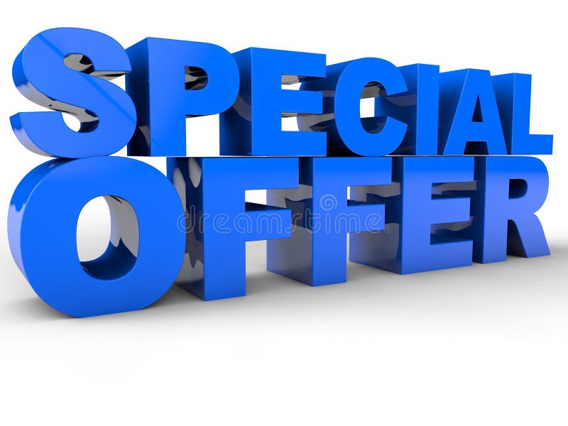 3d Rendering Of Special Offer Blue Glossy Text On White Background ...