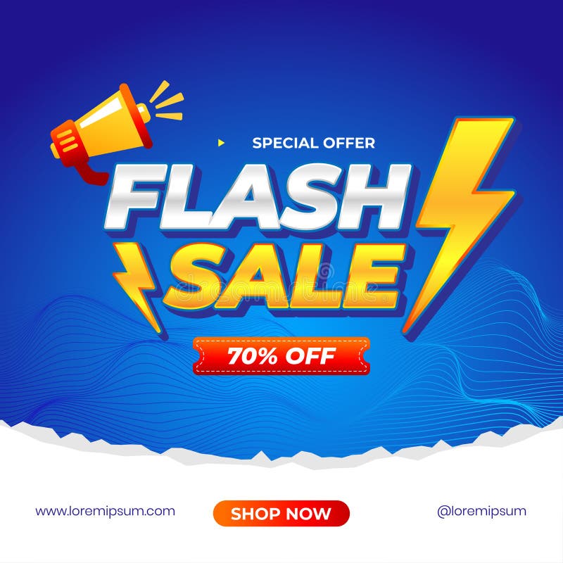 Special Offer Flash Sale Banner Template with Megaphone and Lightning ...