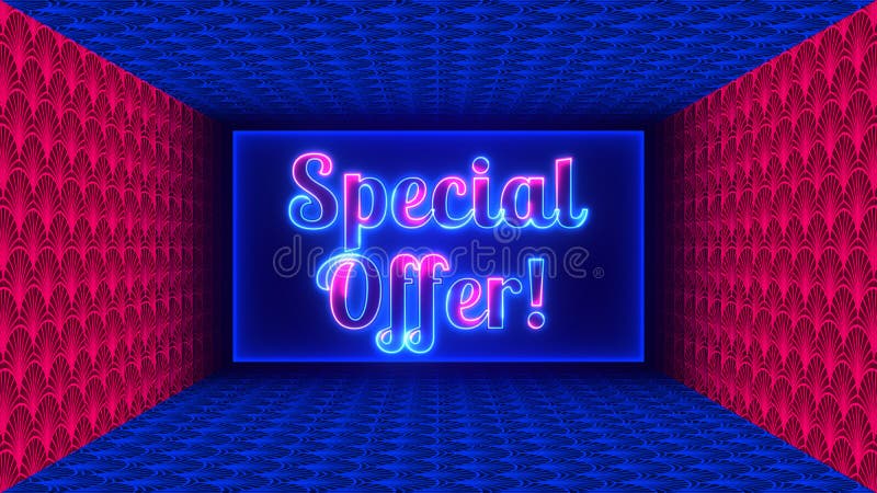 Special Offer Lettering Neon Light Style with Rectangle Frame Inside ...