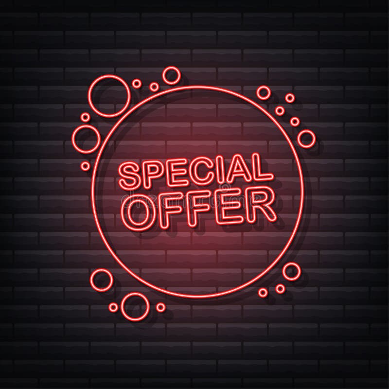 Special Offer Neon Style Red Colored. Discount Neon Label. Vector Stock ...